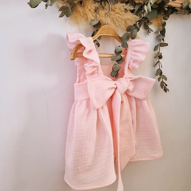 Outfit Spring Dress Pink Organic Muslin Dress Pink Pinafore - Etsy