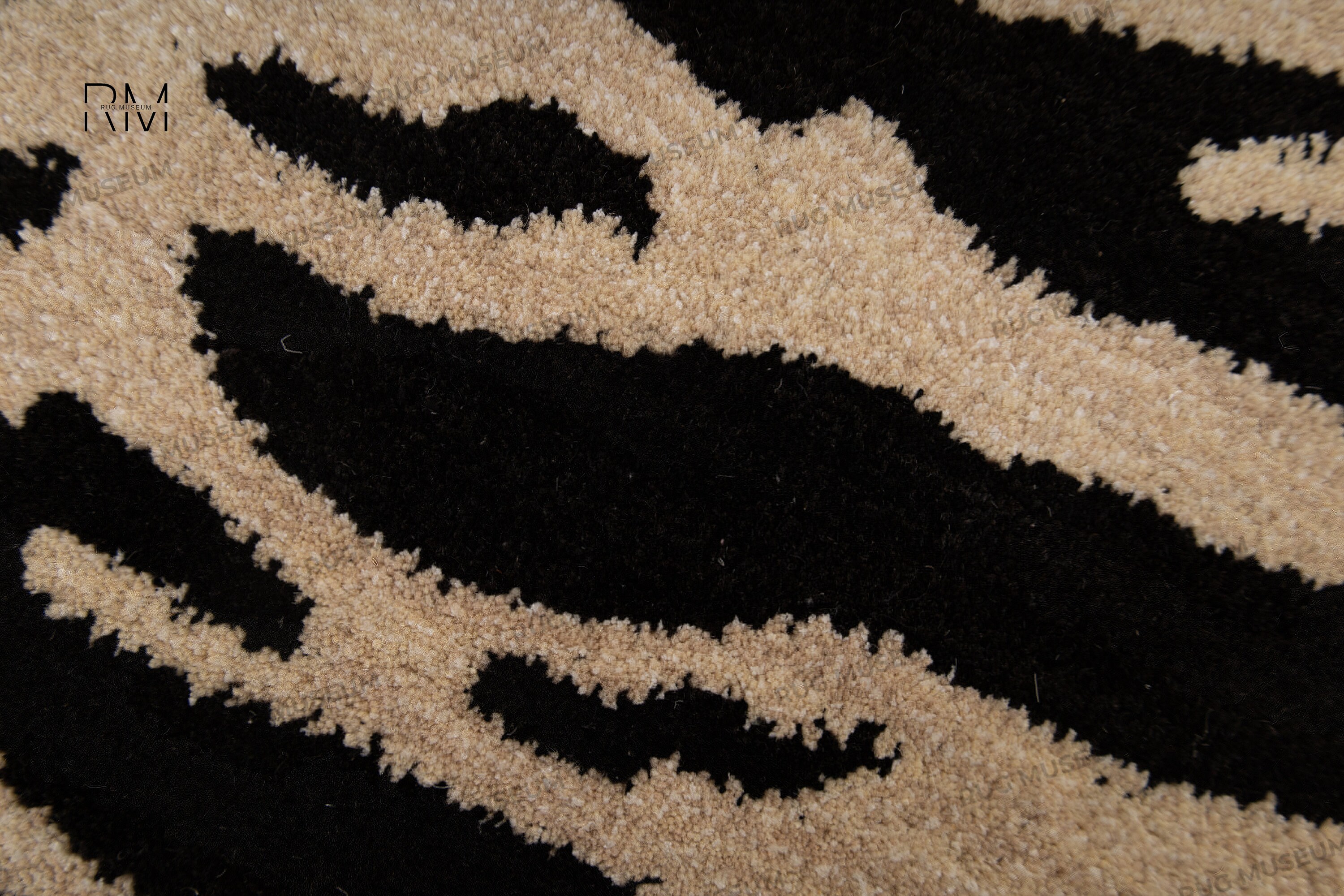 Brand New Hand Tufted Modern Style Woolen Area Rug Zebra Beige & Black ...
