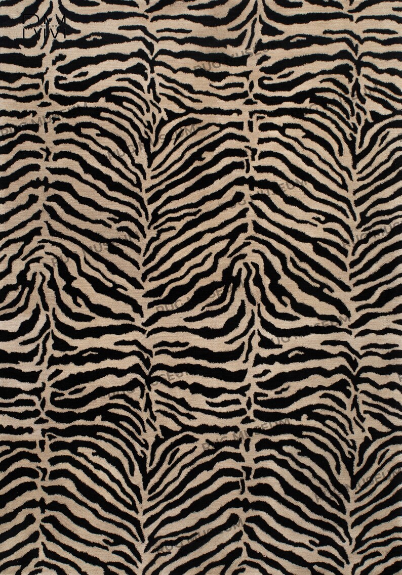 Brand New Hand Tufted Modern Style Woolen Area Rug Zebra Beige & Black ...