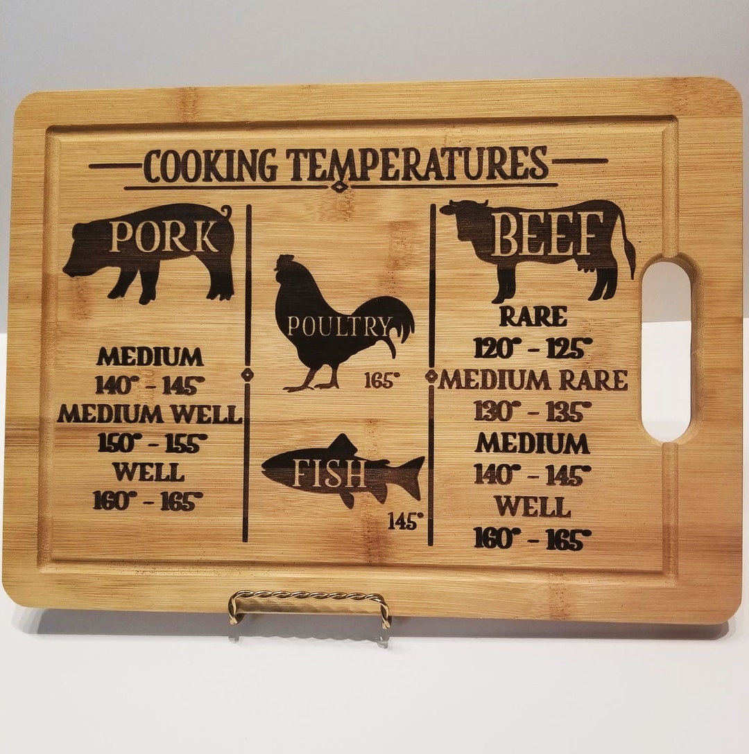 Meat Cooking Temperature Cutting Board | Kitchen Gift | Wedding ...
