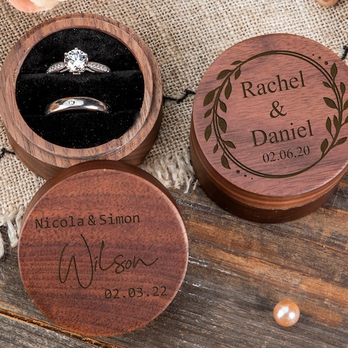 Personalized Wedding Ring Box Custom Wood Ring Box Engagement - Etsy