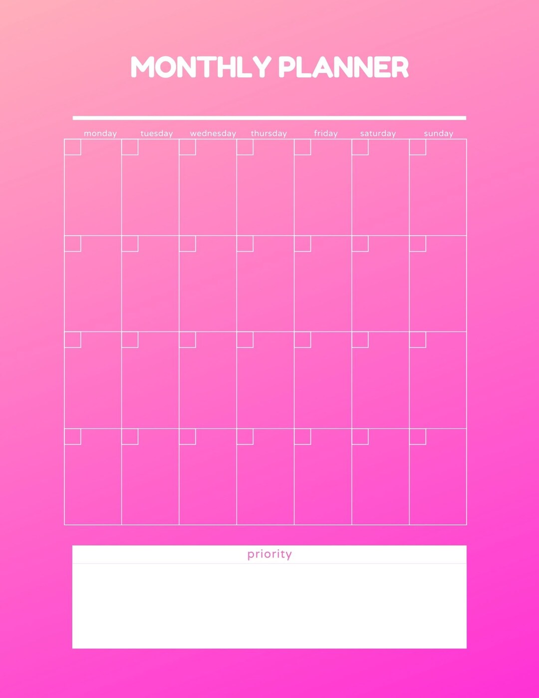 Monthly Planner - Etsy