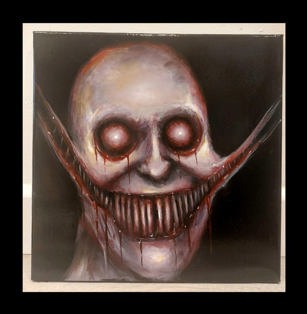 Original Macabre Acrylic Painting on Canvas: Creepy Smile Horror ...