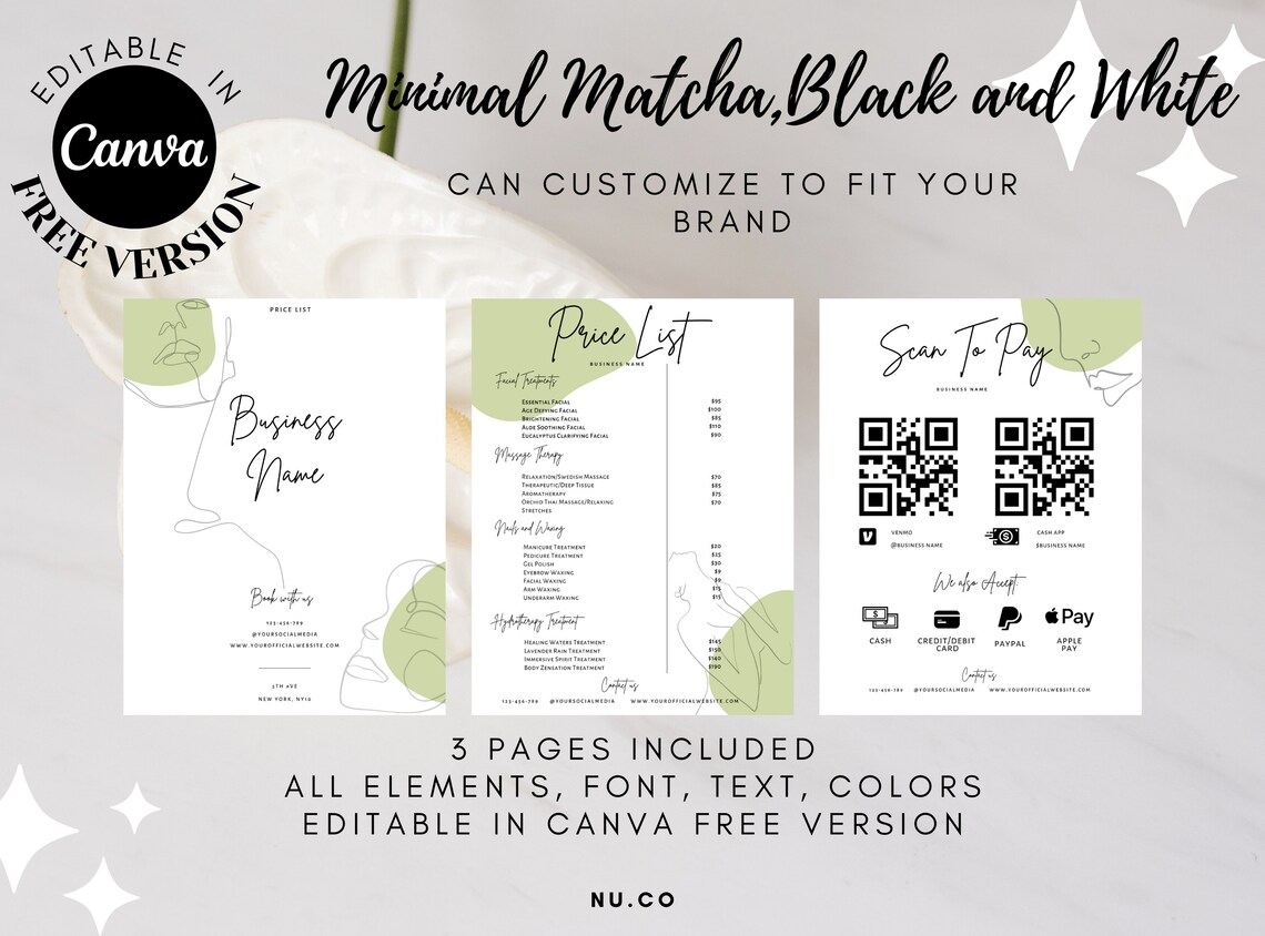 Printable Price List Template Editable Spa and Salon Price - Etsy UK