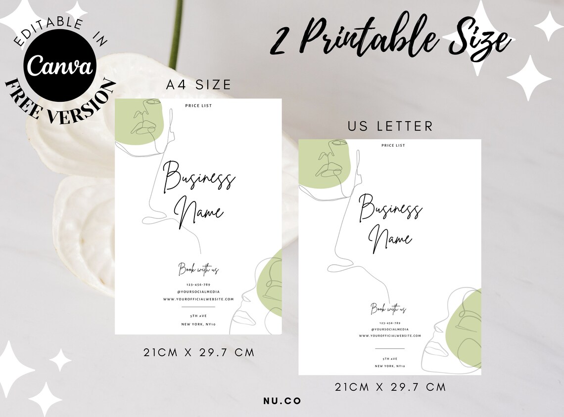 Printable Price List Template Editable Spa and Salon Price - Etsy UK