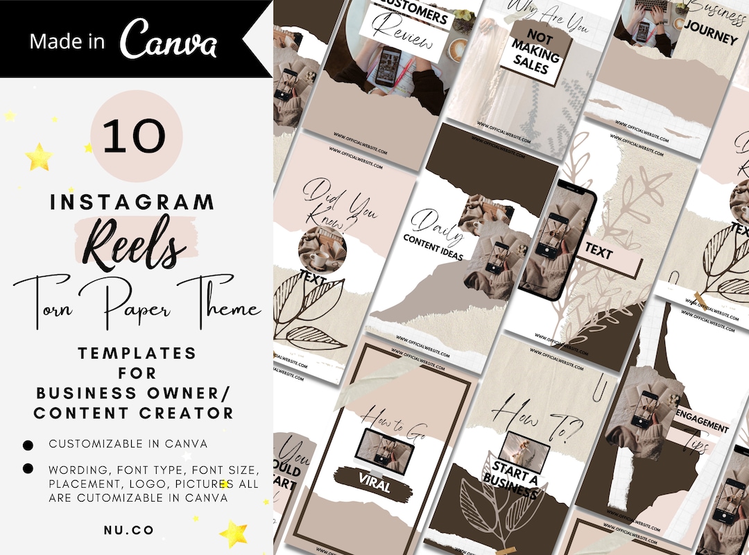 Instagram Reels Cover Templates: Torn Paper Theme (canva) - Etsy
