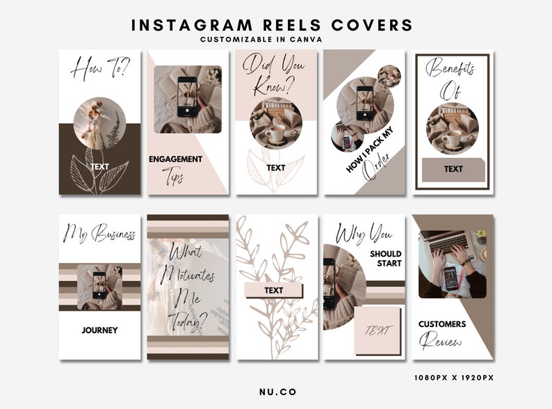 Brown Reels Cover Templates | Canva Insta Reels Cover Templates | Reels ...