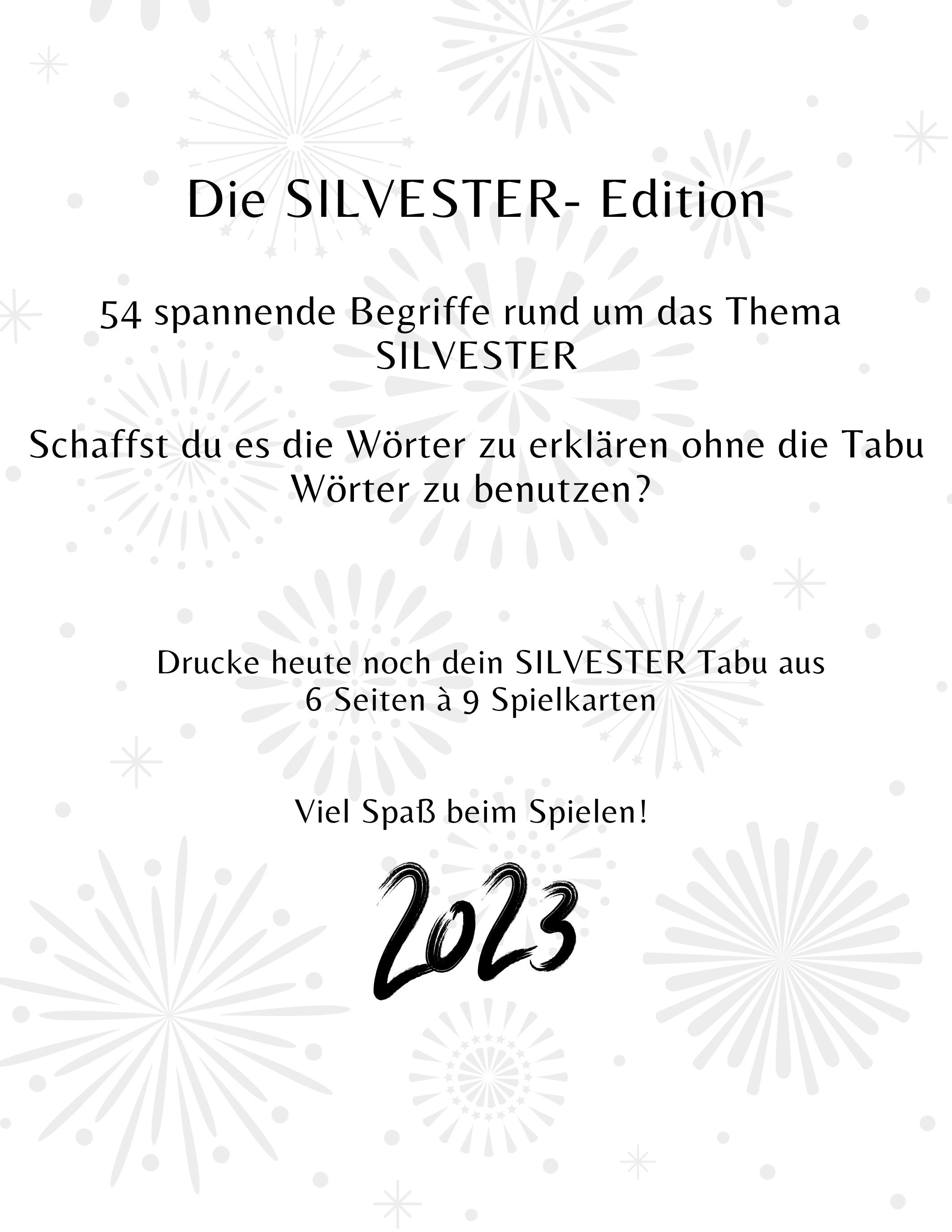 New Year's Taboo PDF Template With 54 Terms german for Immediate ...