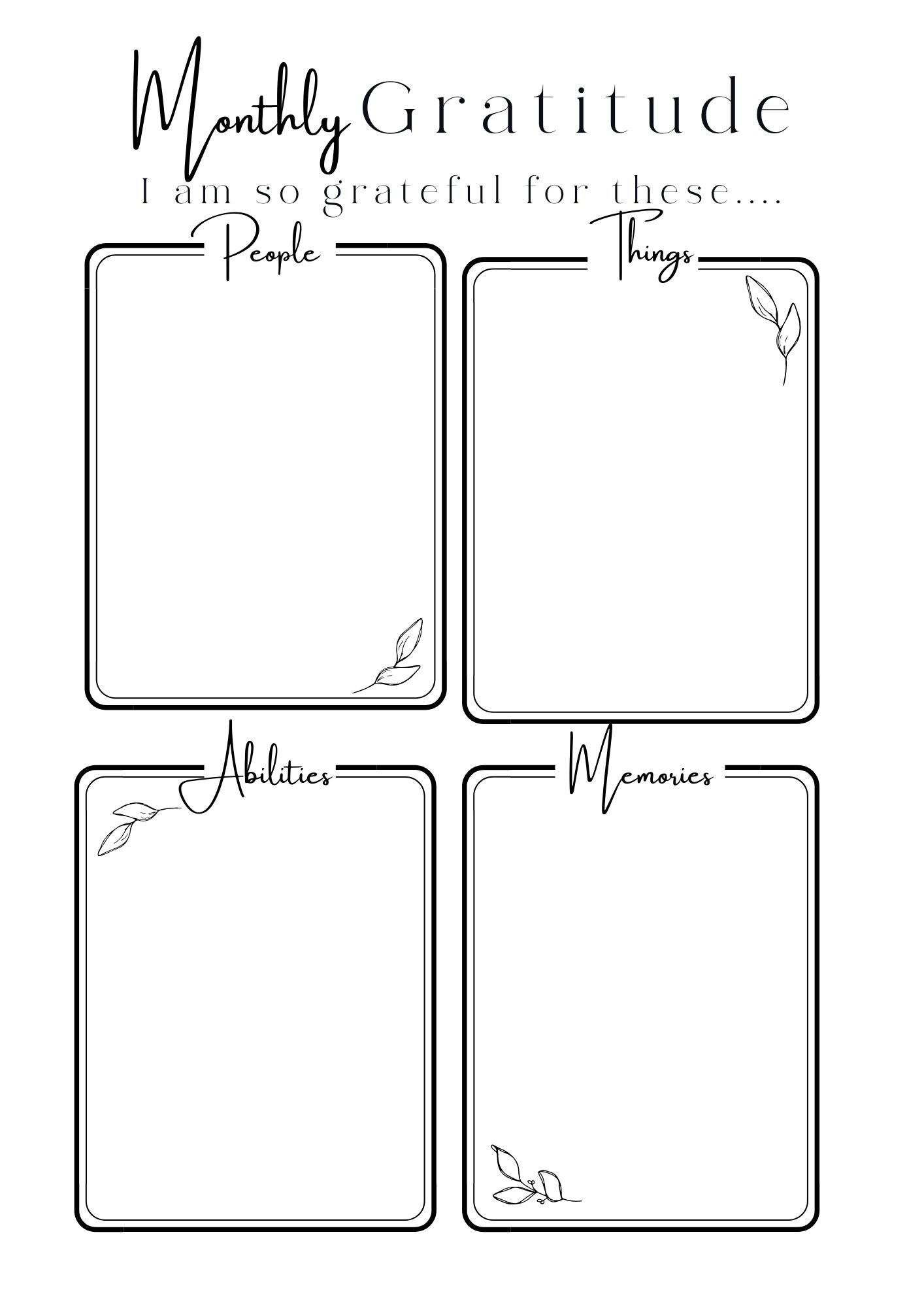 Gratitude Journal Printable PDF, Monthly Gratitude, Weekly Gratitude ...