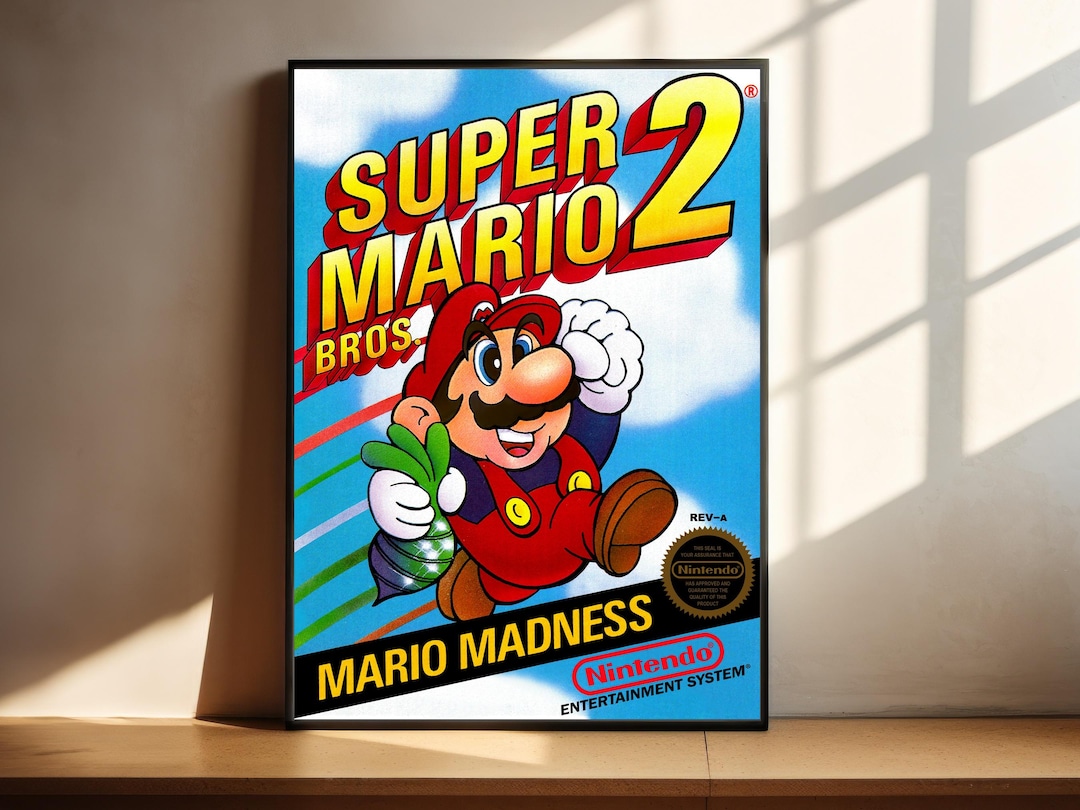 Super Mario Bros 2 Retro Poster NES 8-bit Wall Art for Gamers - Etsy