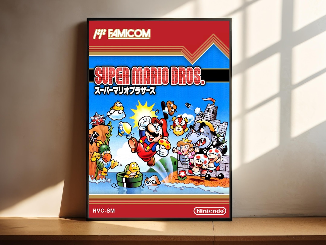 Super Mario Bros Famicom Japanese Retro Poster Nintendo Wall Art Print ...