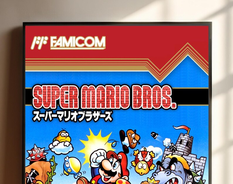 Super Mario Bros Famicom Japanese Retro Poster Nintendo Wall Art Print ...