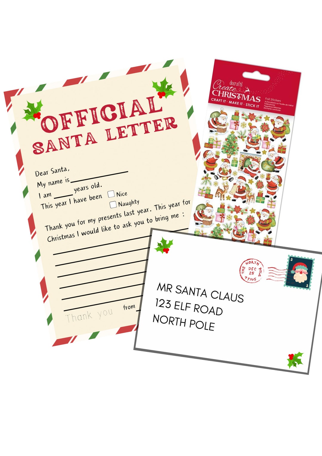 Letter to Santa Kit. Letter to Santa Activity Sticker and Envelope ...
