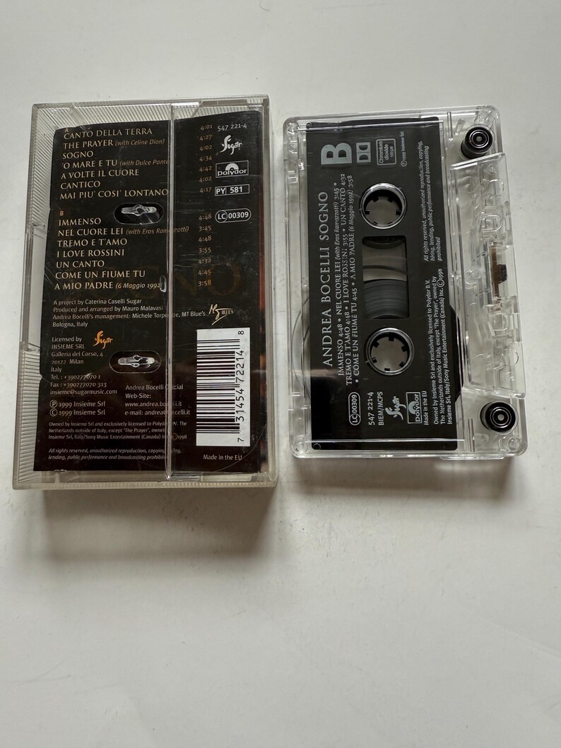 Andrea Bocelli Sogno Cassette Tape - Etsy
