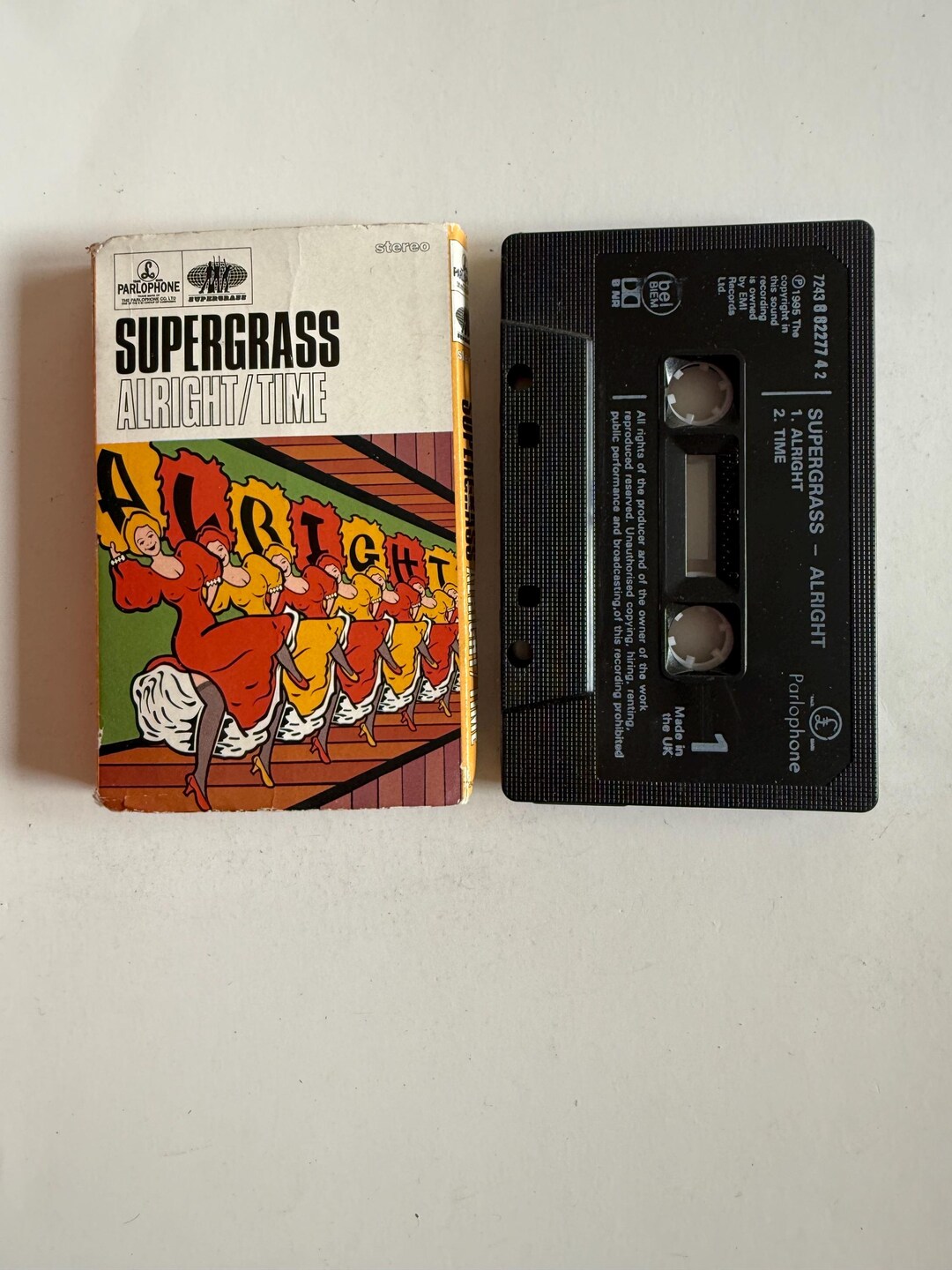 Supergrass Alright/time Some Wear to Cardboard Sleeve Cassette Tape - Etsy