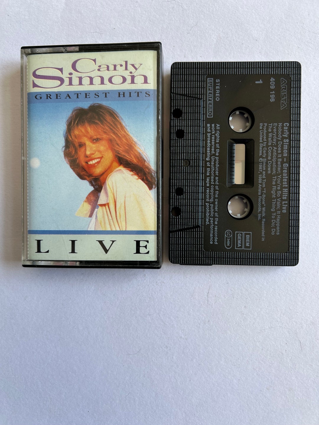 Carly Simon Greatest Hits Live Cassette Tape - Etsy
