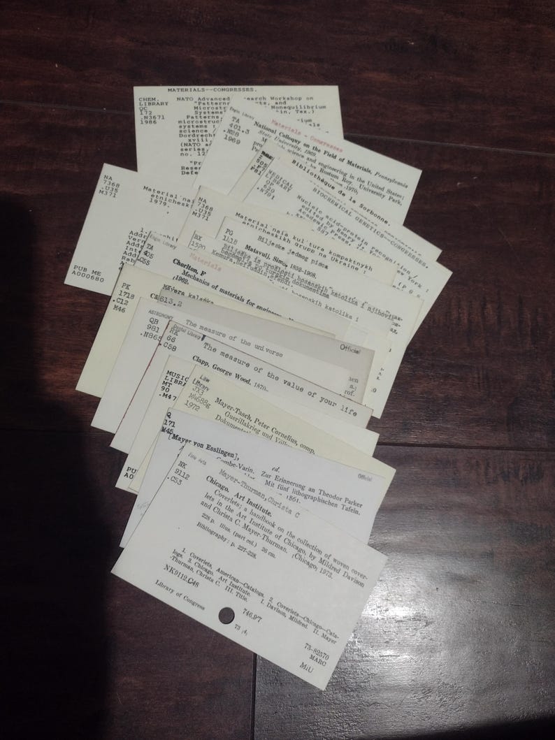 Vintage Library Catalog Cards, Set of 20 - Etsy
