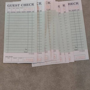 Guest Checks, Restaurant Receipt Book, Retro Vintage Style Ephemera, 10 ...