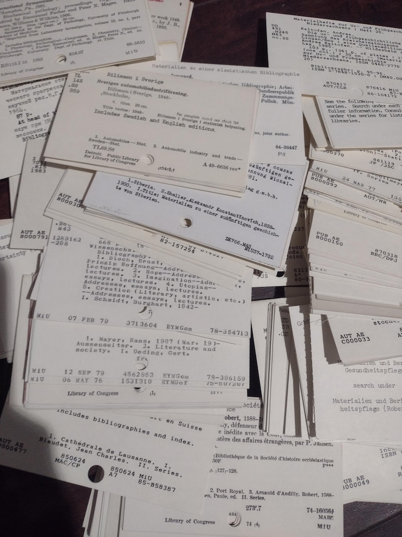 Vintage Library Catalog Cards, Set of 20 - Etsy
