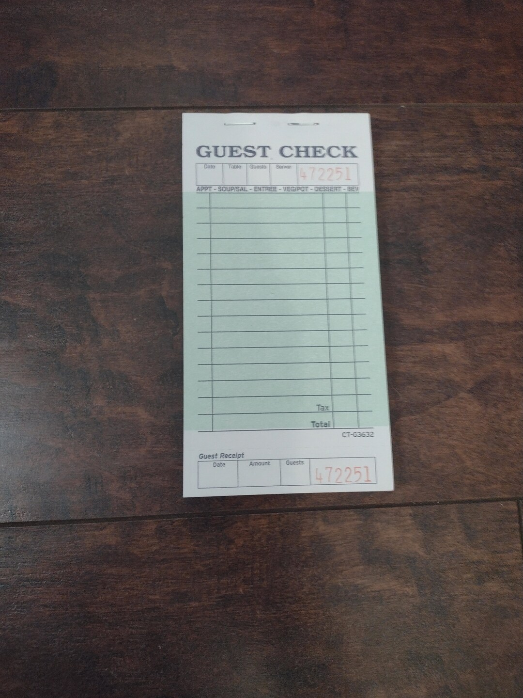 Guest Checks, Restaurant Receipt Book, Retro Vintage Style Ephemera, 50 ...