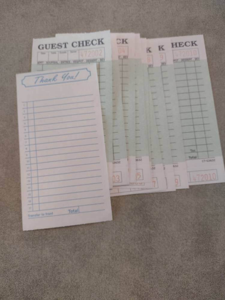 Guest Checks, Restaurant Receipt Book, Retro Vintage Style Ephemera, 10 ...
