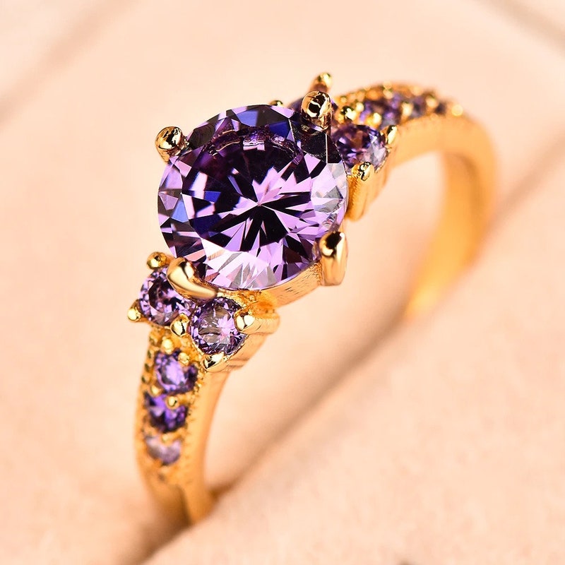 Purple Gold Ring - Etsy