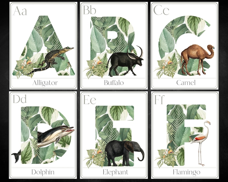 Vintage Animal Alphabet Poster and Alphabet Flashcards - Etsy