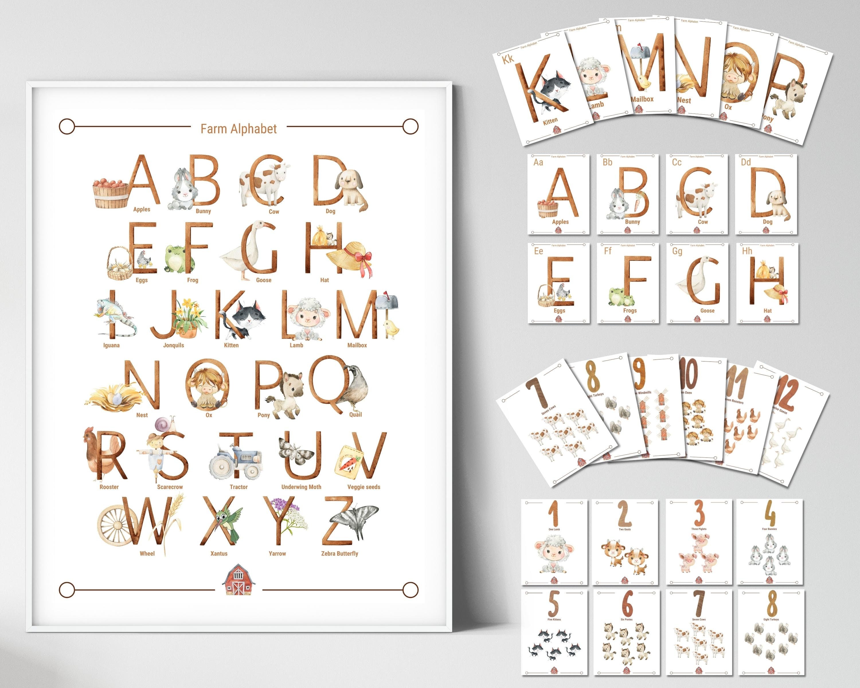 Farm Alphabet Poster Kids Farm Alphabet Digital Download Educational ...