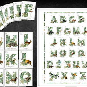 Vintage Animal Alphabet Poster and Alphabet Flashcards - Etsy