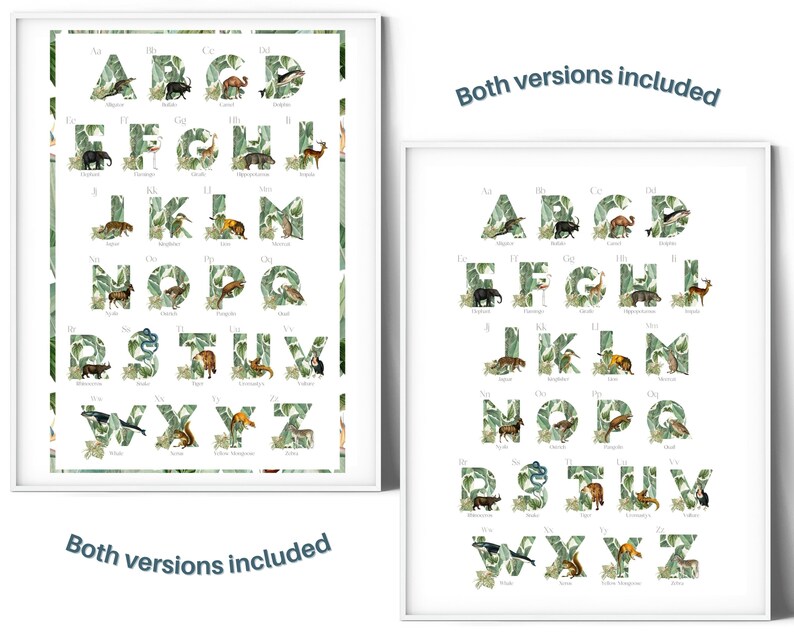 Vintage Animal Alphabet Poster and Alphabet Flashcards - Etsy