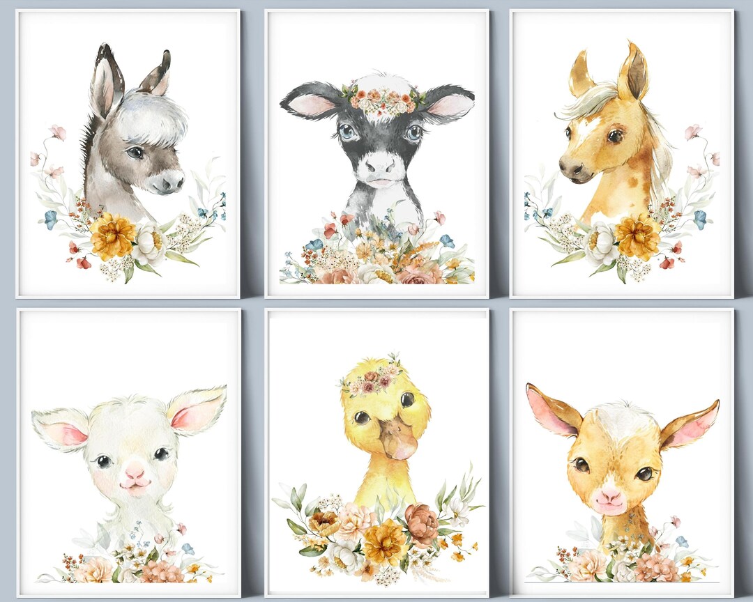 Farm Animal Print | Set of 6 | Nursery Animal Print | Farm Nursery ...