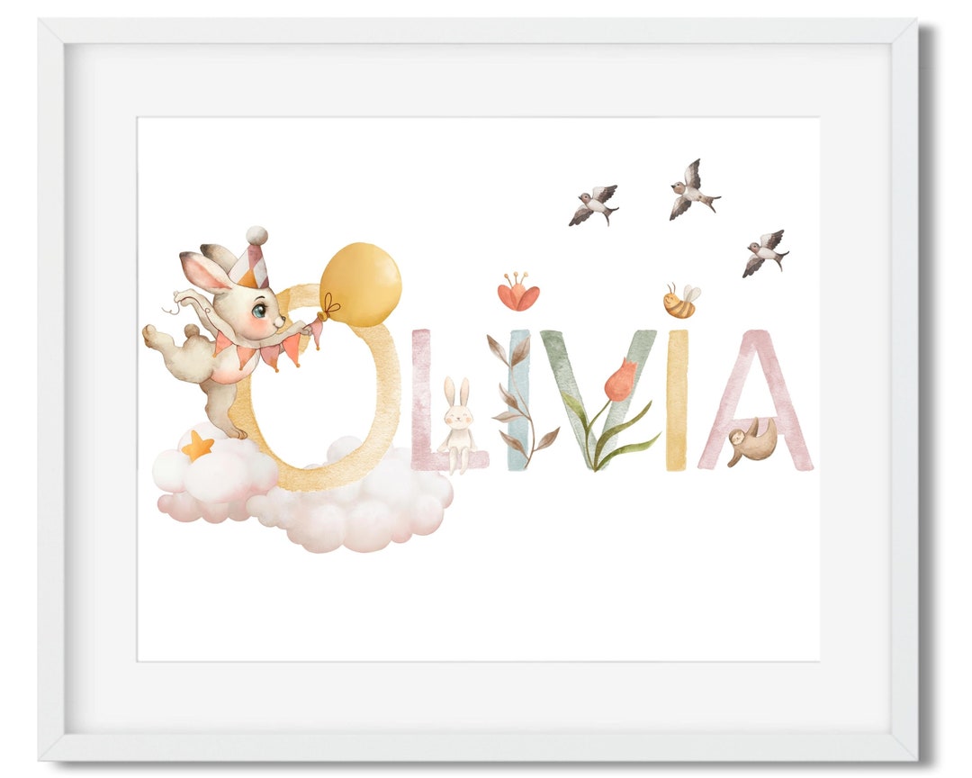 Personalized Name Sign, Woodland Nursery Decor, Olivia Name Sign ...