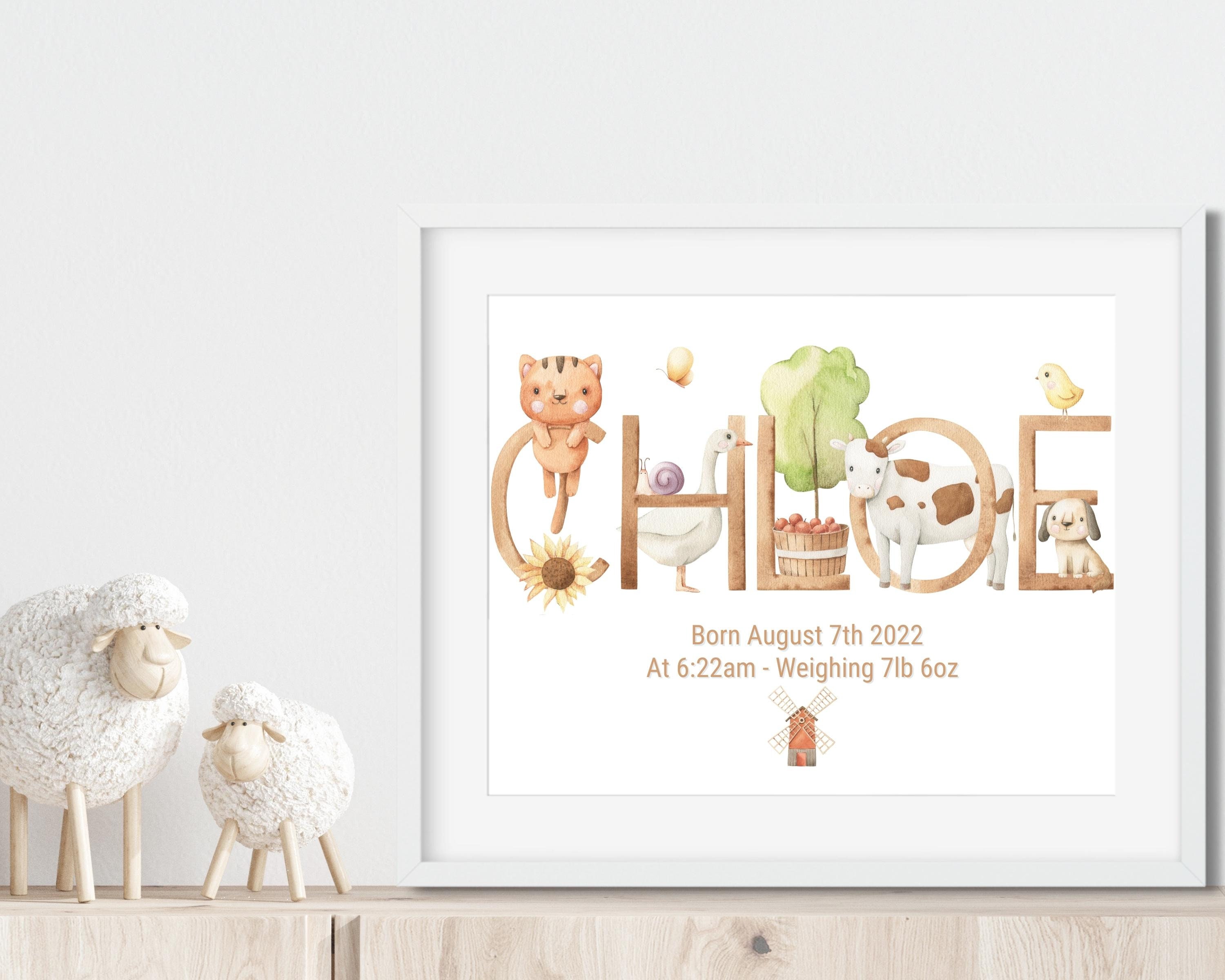 Personalized Nursery Wall Sign, Farm Animal Nursery Decor, Baby Name ...