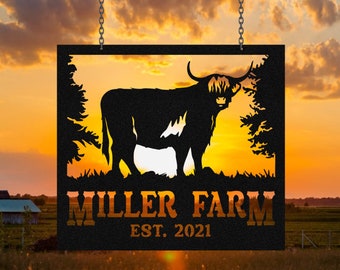 Metal Highland Farm Sign - Etsy