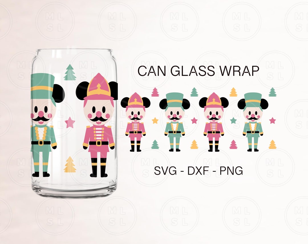 Cute Nutcracker Mouse Glass Wrap Svg, Christmas Can Glass Wrap ...