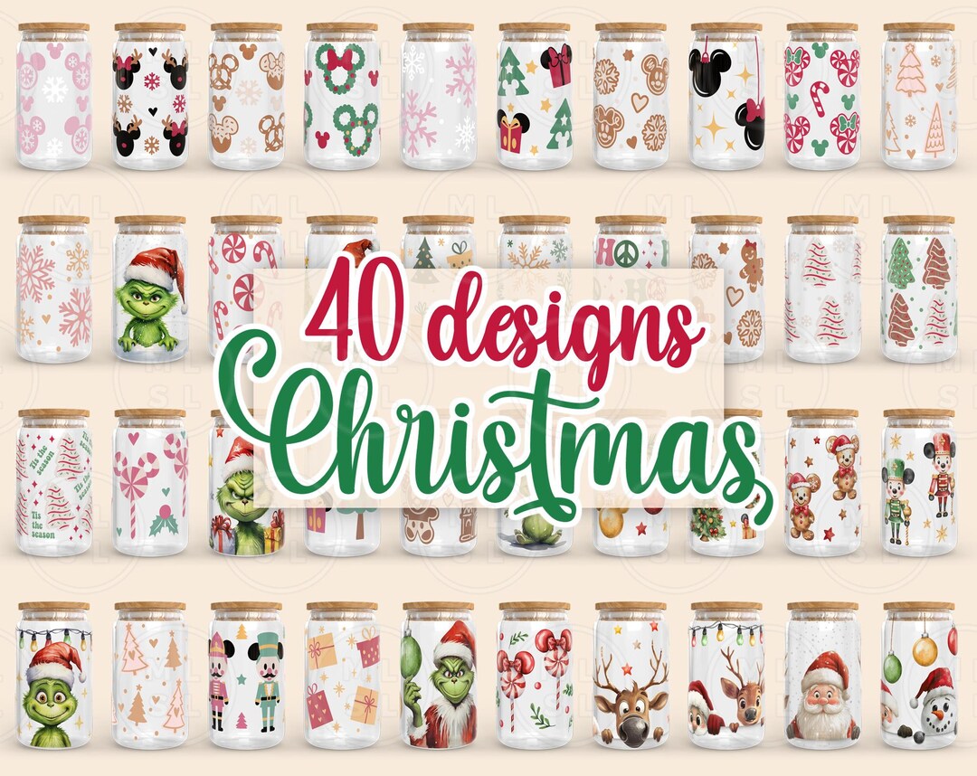 Christmas MEGA Can Glass Bundle Pack Svg, Christmas Glass Wrap Svg ...