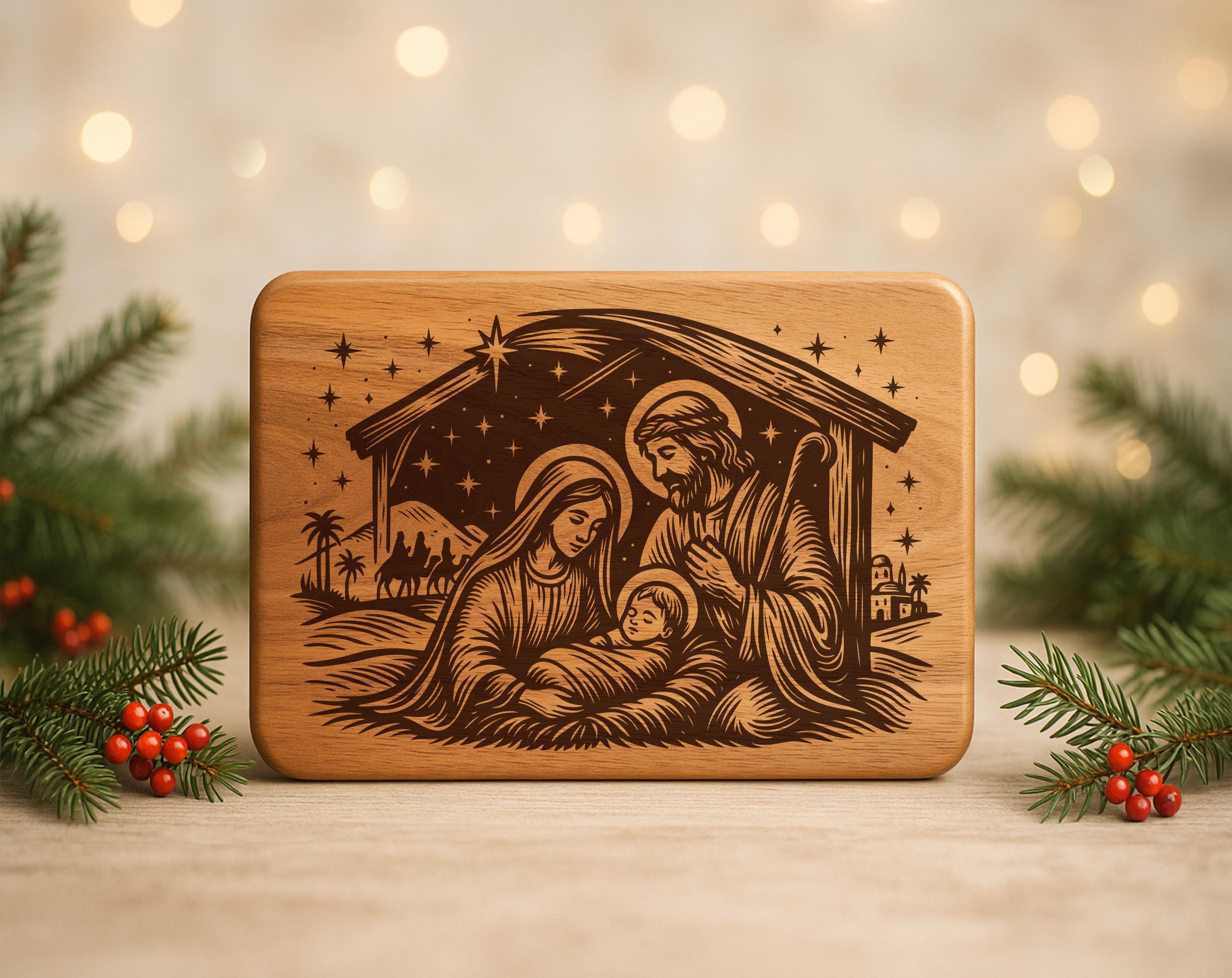 Nativity Cutting Board Engraving File, Holy Family Svg Bundle ...
