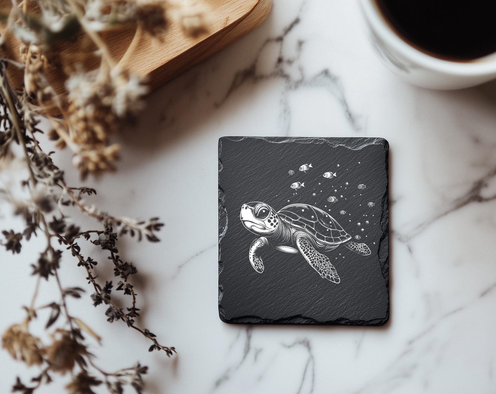 Sea Turtle Slate Laser Coaster Files, Sea Turtle Png for Laser ...