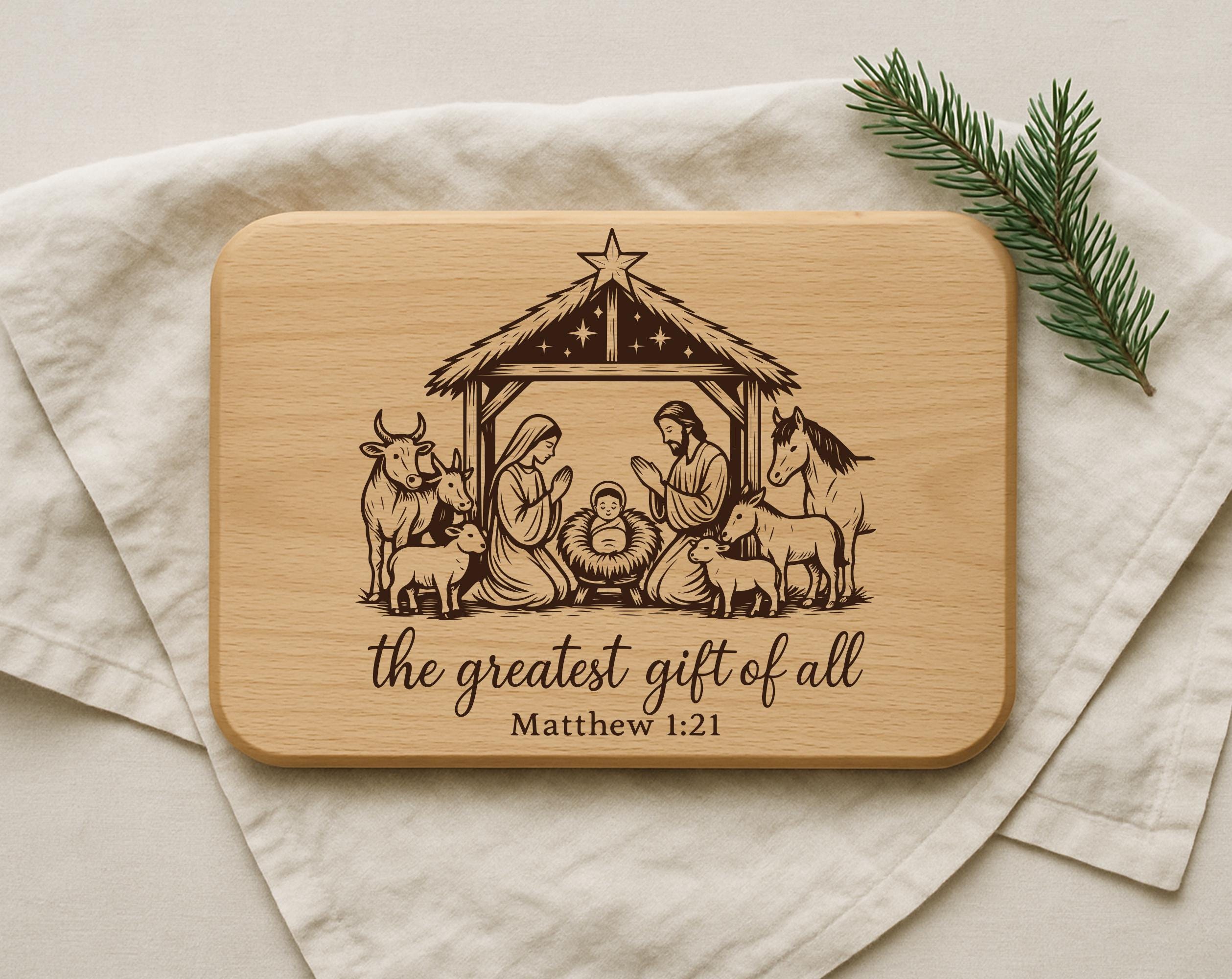 Nativity Cutting Board Engraving File, Holy Family Svg Bundle ...