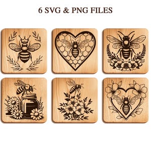 Bee Cutting Board Svg, Floral Bee Png Laser Engrave, Glowforge Svg ...