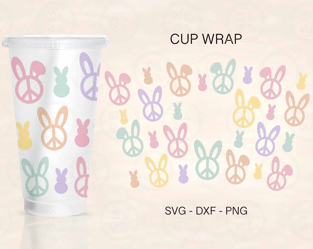 Easter Cup Wrap Svg, Hippie Bunny Full Wrap, Hippie Cup Wrap, Venti ...
