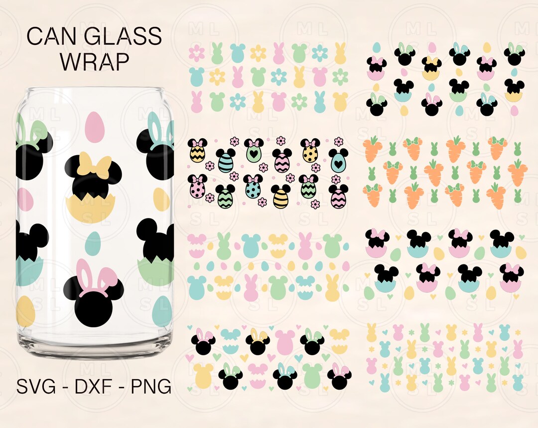 Easter Can Glass Svg Bundle, Easter Bunny Ears Svg, Mouse Ears Svg ...