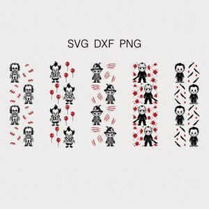 Horror Characters Pen Wrap Svg, Horror Pen Wrap, Scary Movie Pen Wrap ...