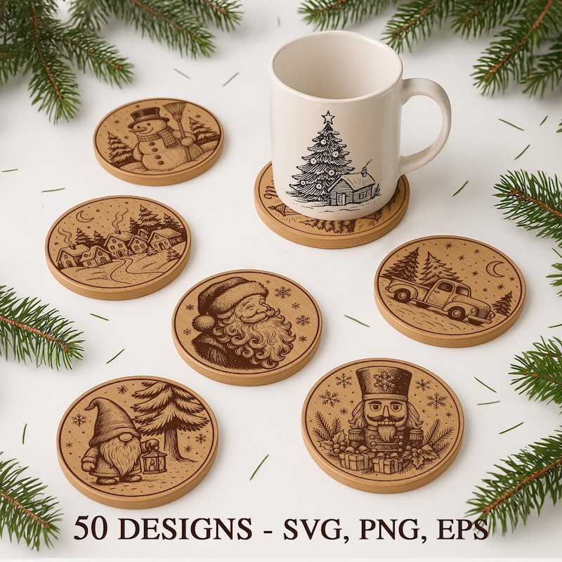 Winter Circle Coaster Svg - Etsy