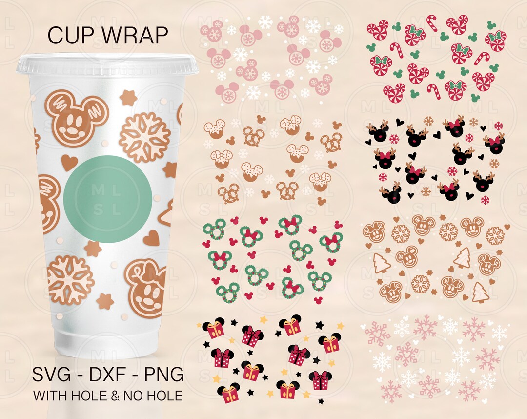 Christmas Mouse Ears Cup Wrap Svg, Christmas Full Wrap Bundle, Mouse ...