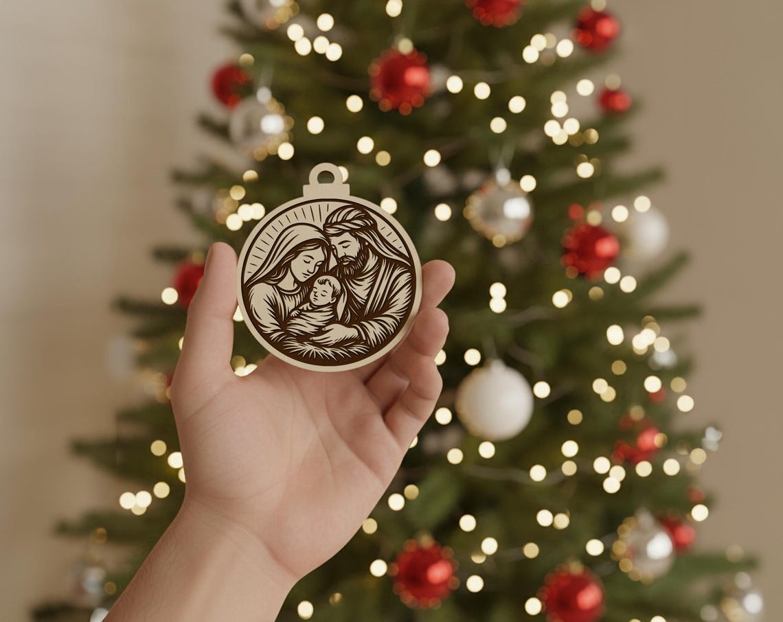 Nativity Ornament Engraving Svg Bundle, Holy Family Christmas Engraving ...