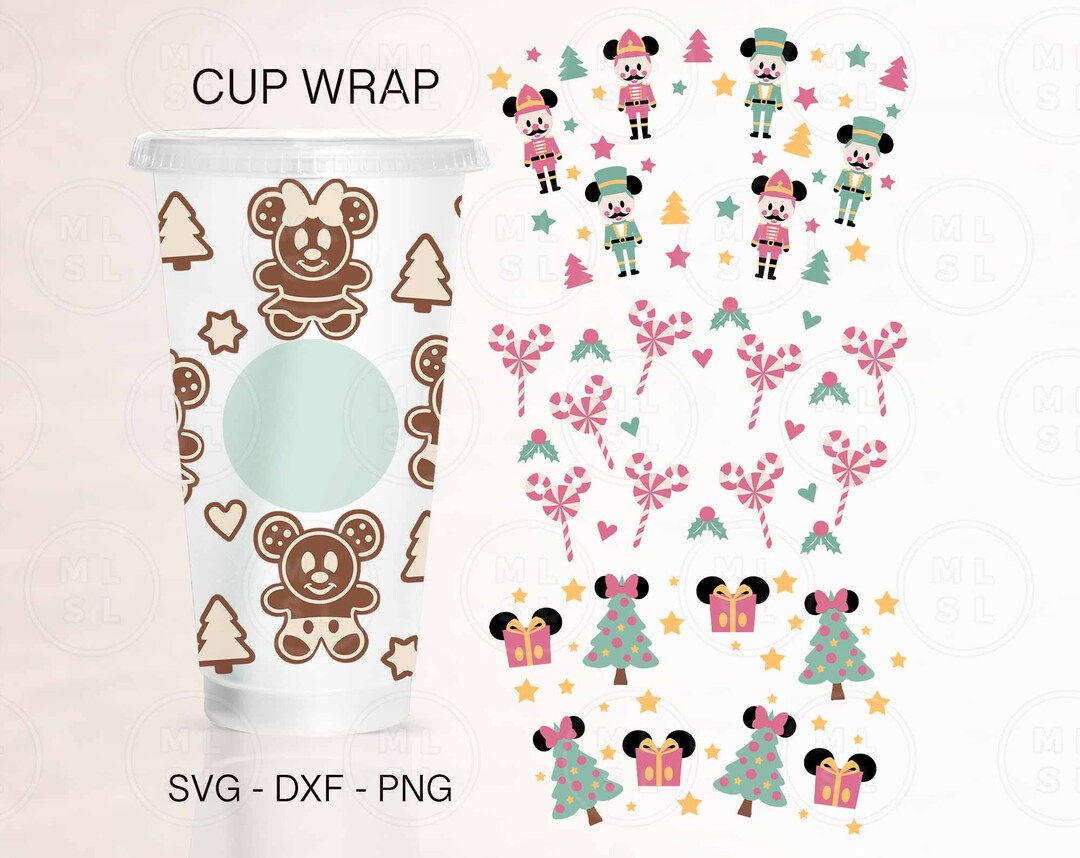 Christmas Mouse Ears Cup Wrap Svg, Christmas Full Wrap Bundle, Mouse ...