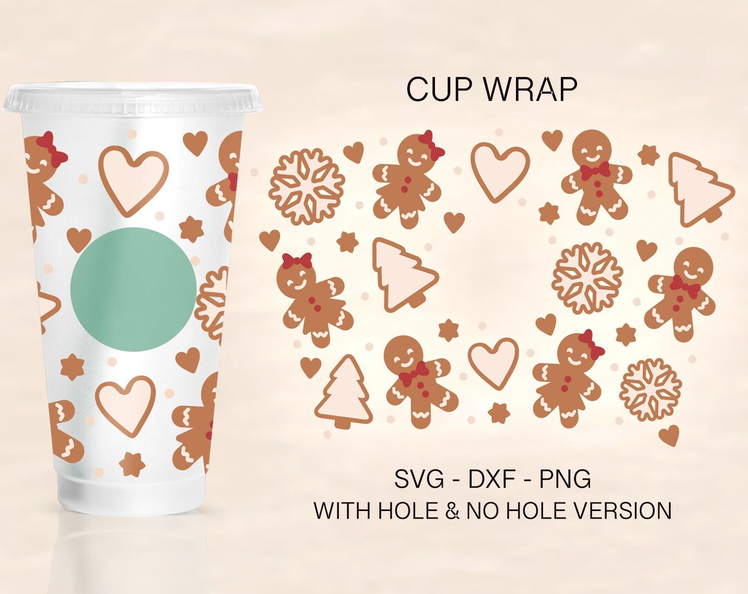Gingerbread Cup Wrap Svg, Christmas Full Wrap, Gingerbread Couple Svg ...