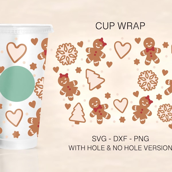 Gingerbread Cold Cup Svg - Etsy