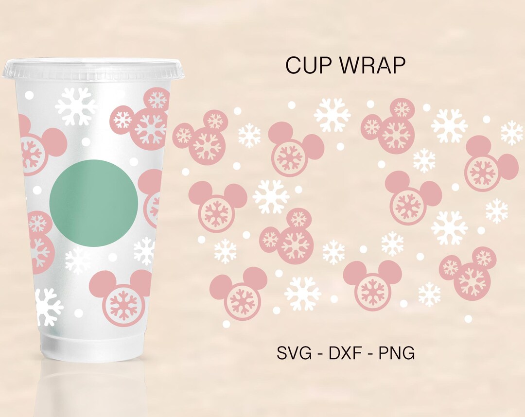 Snowflake Mouse Ears Cup Wrap Svg, Christmas Full Wrap, Snowflake Ears ...